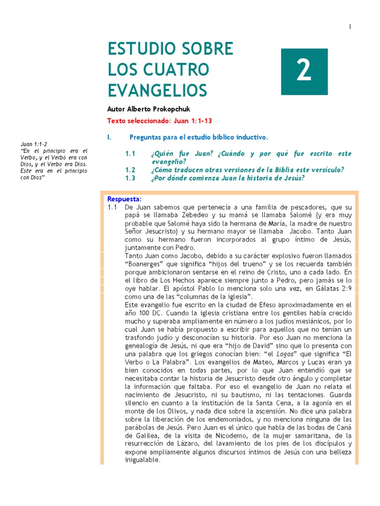 4 Evangelios 02 | PDF | Juan el apóstol | Jesús