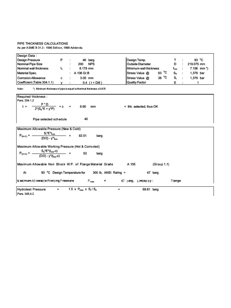 Pipe Thickness Calculations | PDF | Pipe (Fluid Conveyance) | Materials