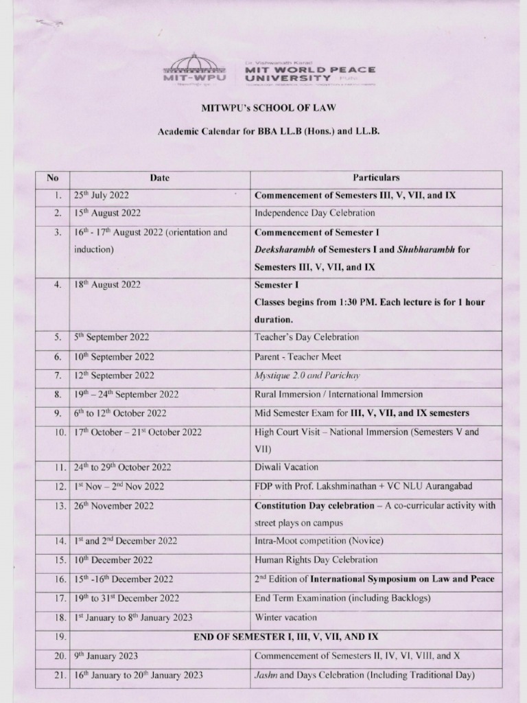 Academic Calendar 2022-23 | PDF