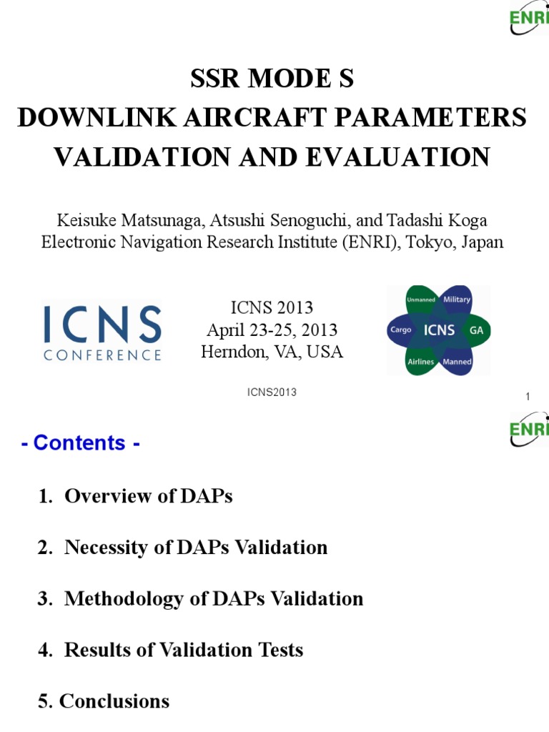 Enri SSR Mode S Downlink Aircraft Parameters Validation and Evaluation ...
