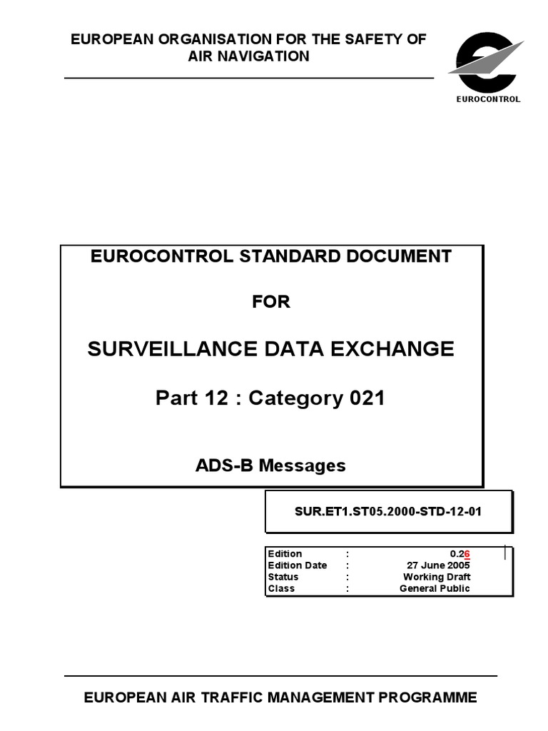 ADS-B Messages Standard for Surveillance Data Exchange | PDF ...