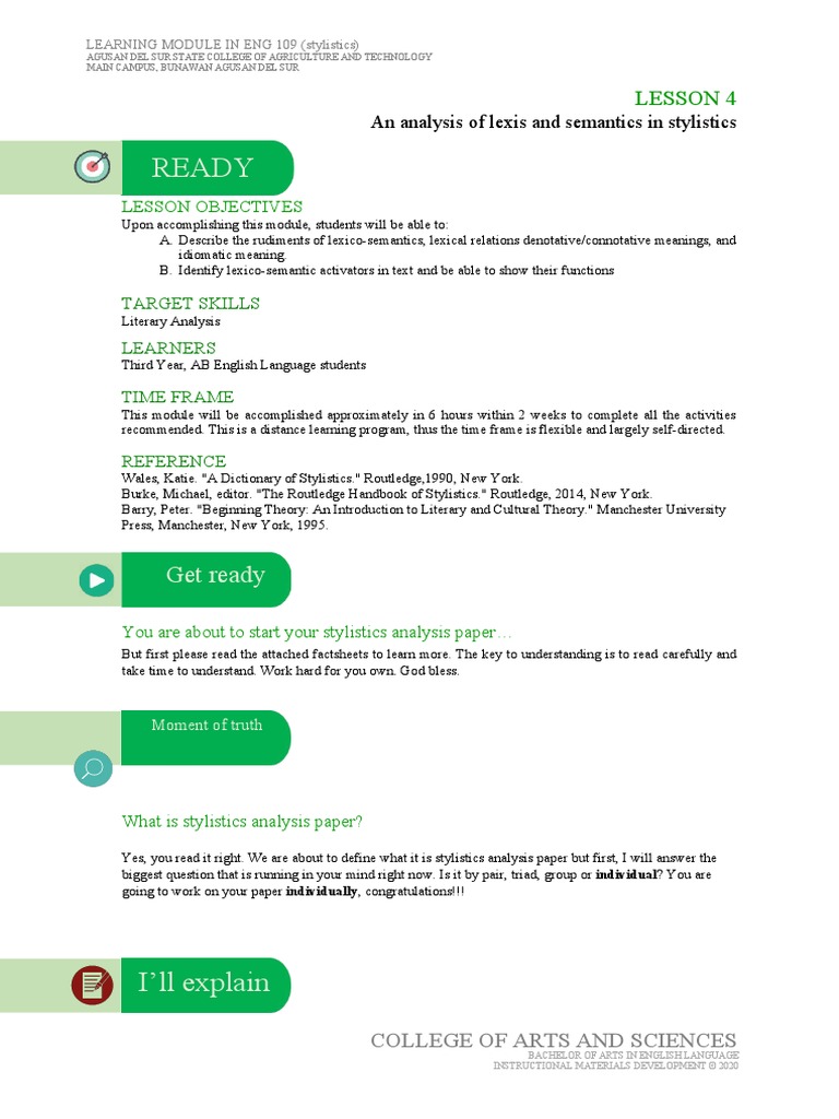 Stylistics Lesson 4 | PDF | Behavior Modification | Linguistics