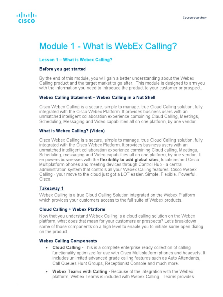 What Is Webex Calling Sales Module Guide | PDF | Cloud Computing ...