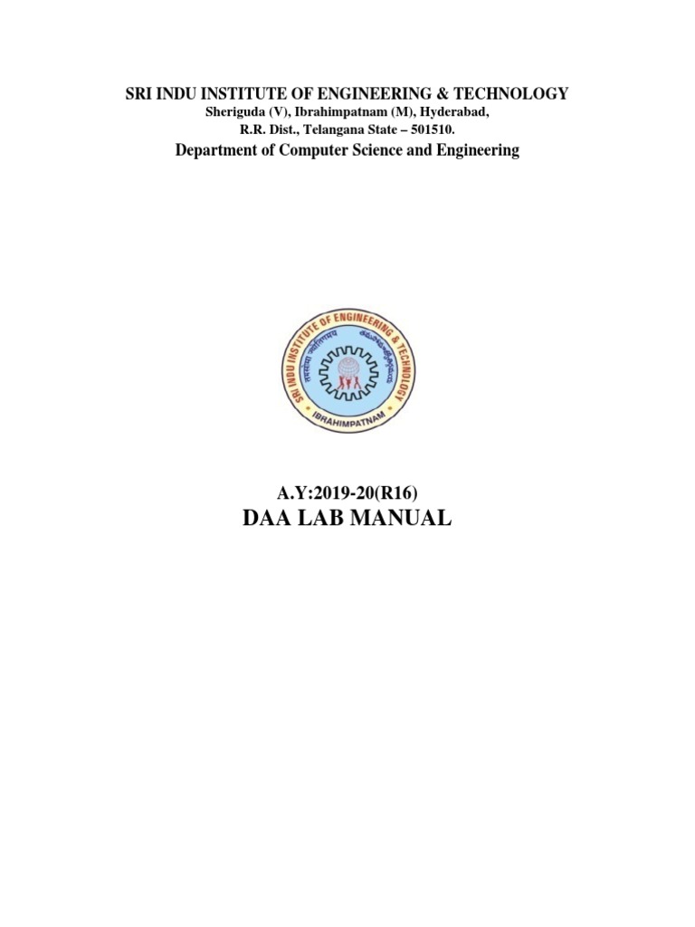 Daa Lab Manual Iii Cse I Sem | PDF | Theoretical Computer Science | Software Engineering