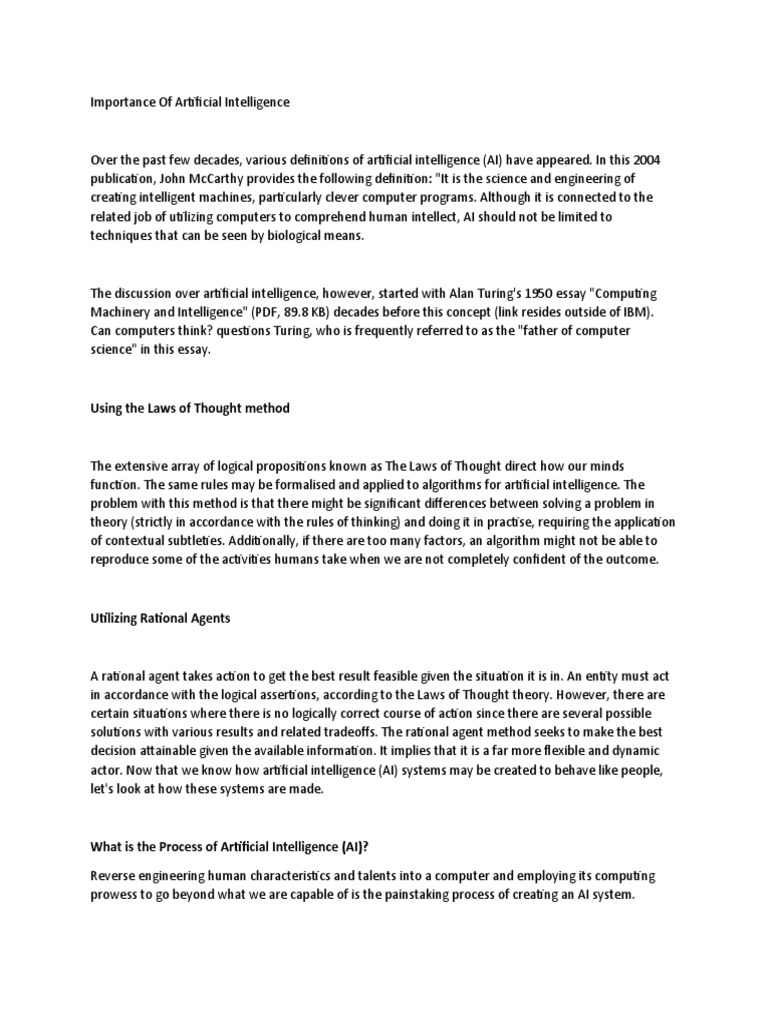The Discussion Over Artificial Intelligence | PDF | Artificial ...