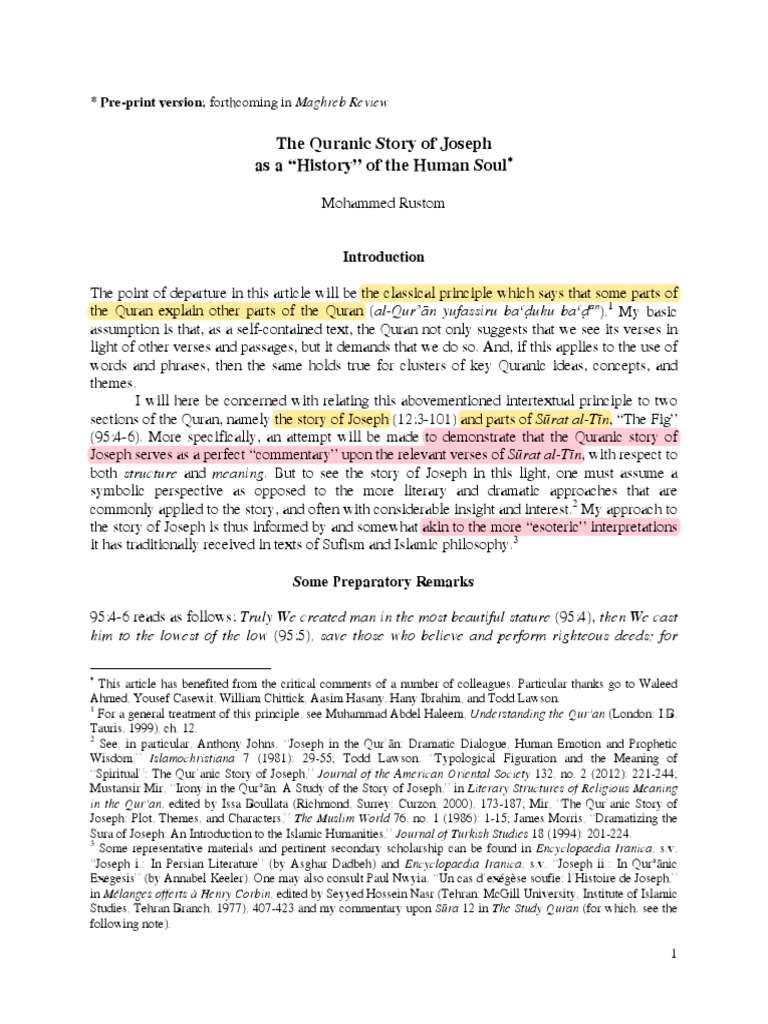 The Quranic Story of Joseph as a Symbolic Representation of the Human ...