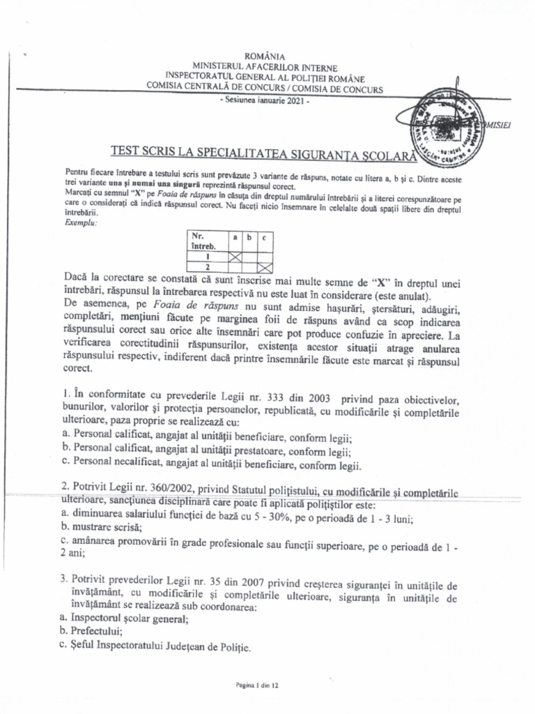 TEST TCO BSS Plus Grila Corectare | PDF