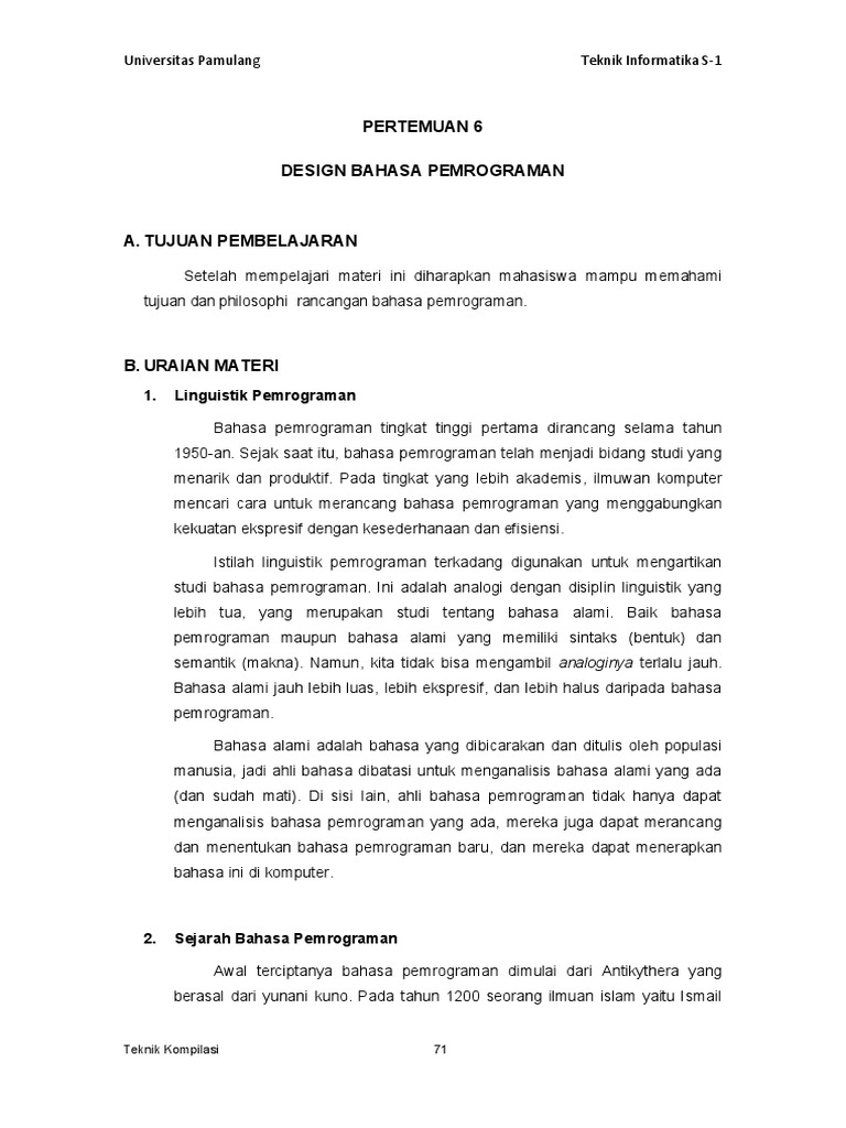 TPL0412 - 06 - Design Bahasa Pemrograman | PDF