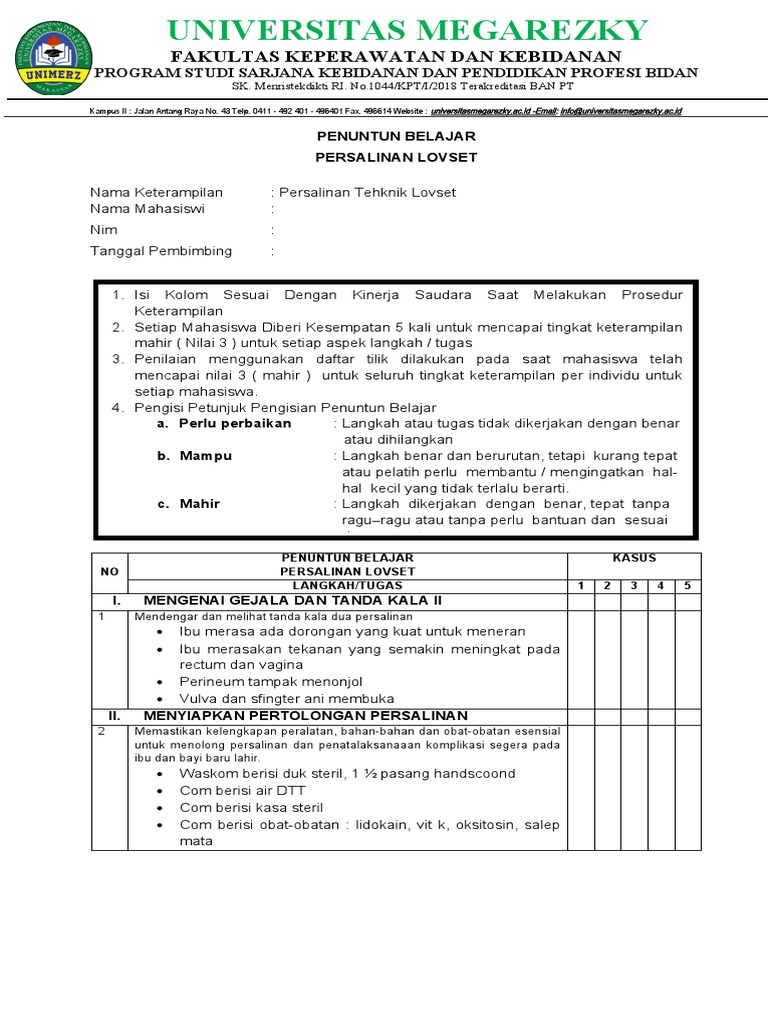 Panduan Teknik Lovset Persalinan | PDF | Sains & Matematika