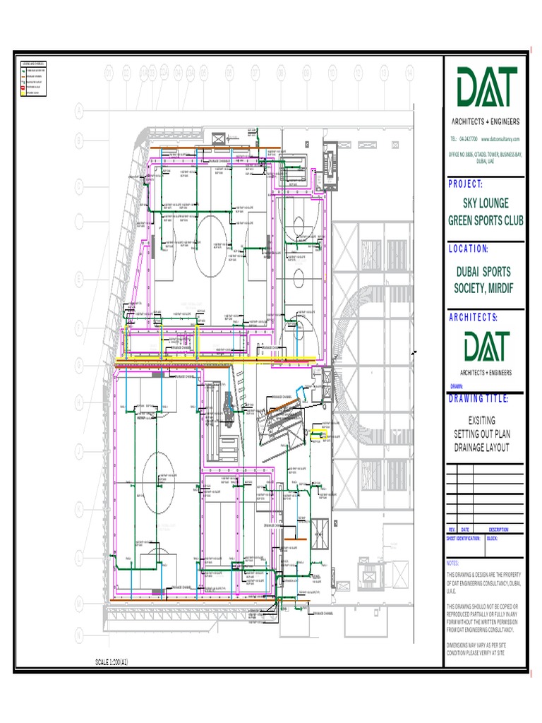 F002 - Fire Fighting Service Block-D01e-Exsiting Drainage Setttingout ...