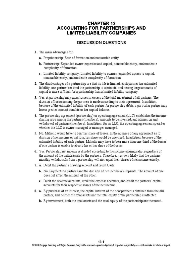 CH 12 - Solution | PDF | Debits And Credits | Partnership