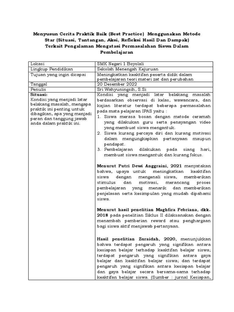 Best Practices Sri Wahyuningsih | PDF