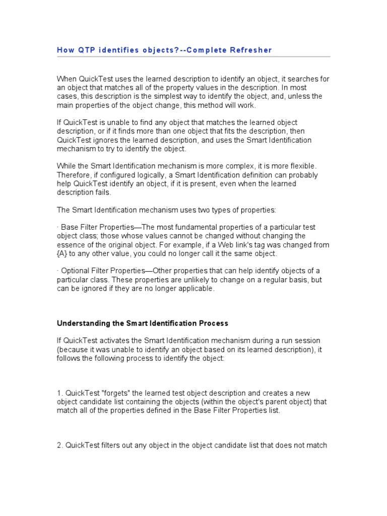 How QTP Identifies Objects | PDF | Html Element | World Wide Web