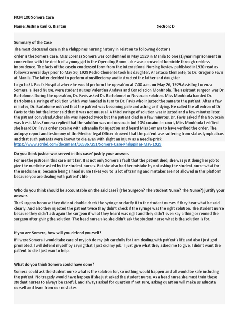 Somera Case | PDF | Nursing | Health Care