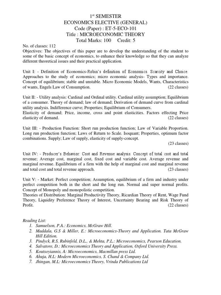 Economics Elective | PDF | Public Finance | Supply And Demand