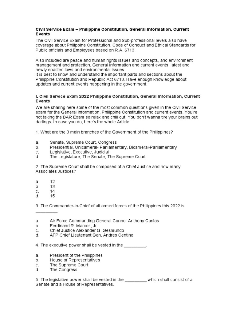 Civil Service Exam: Constitution & Info | PDF | Initiative | Asia ...