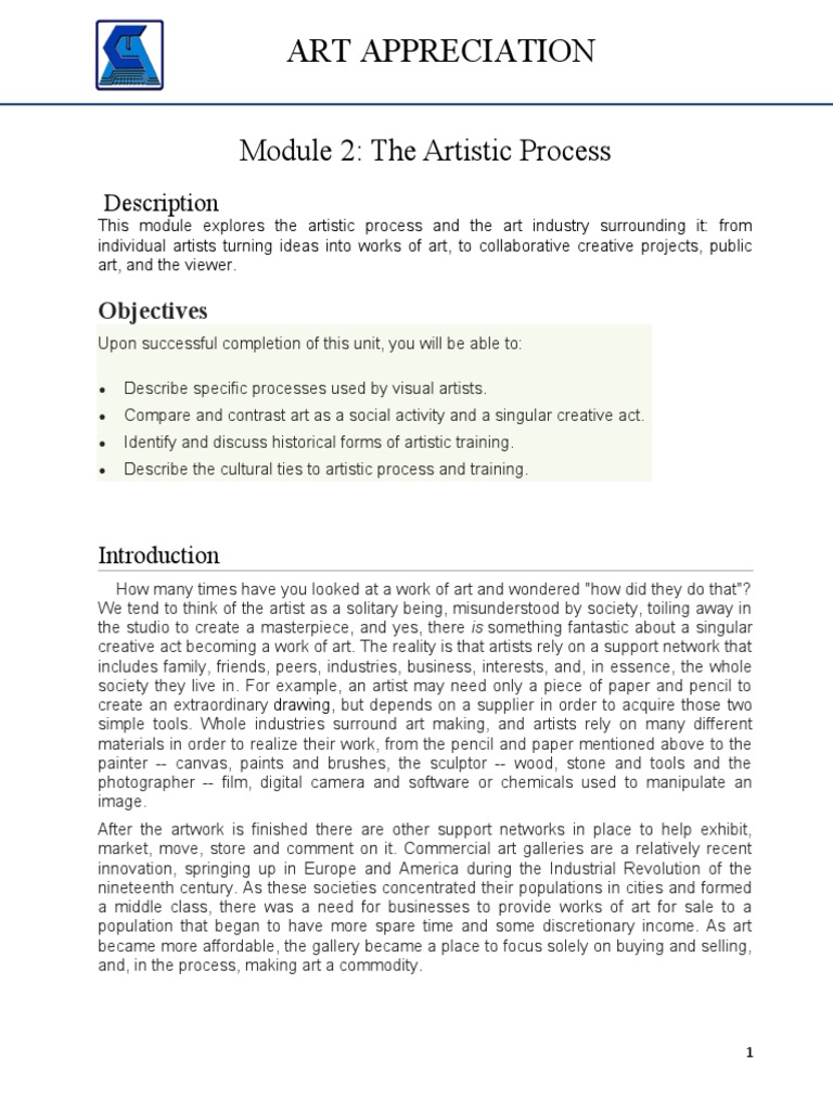 Art Appreciation Module 2 | PDF | Creativity | Quilt