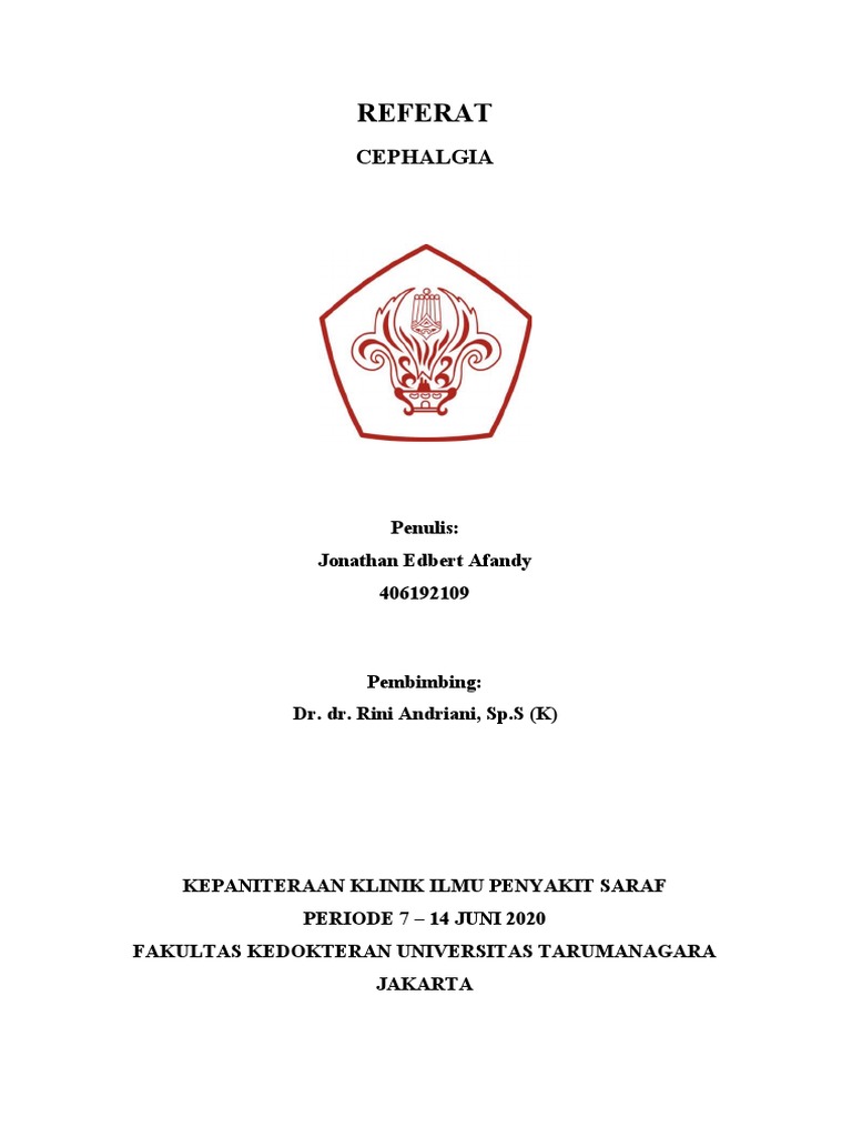 Referat Cephalgia - Jonathan Edbert Afandy (406192109) | PDF