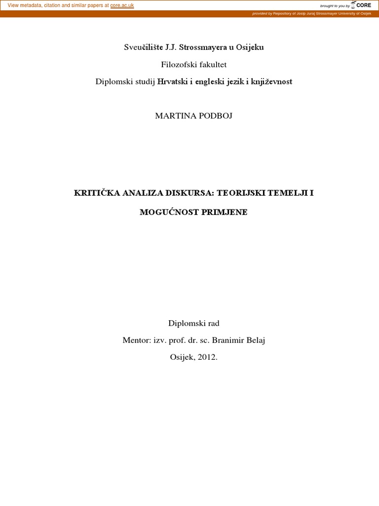 Kritička Analiza Diskurs | PDF
