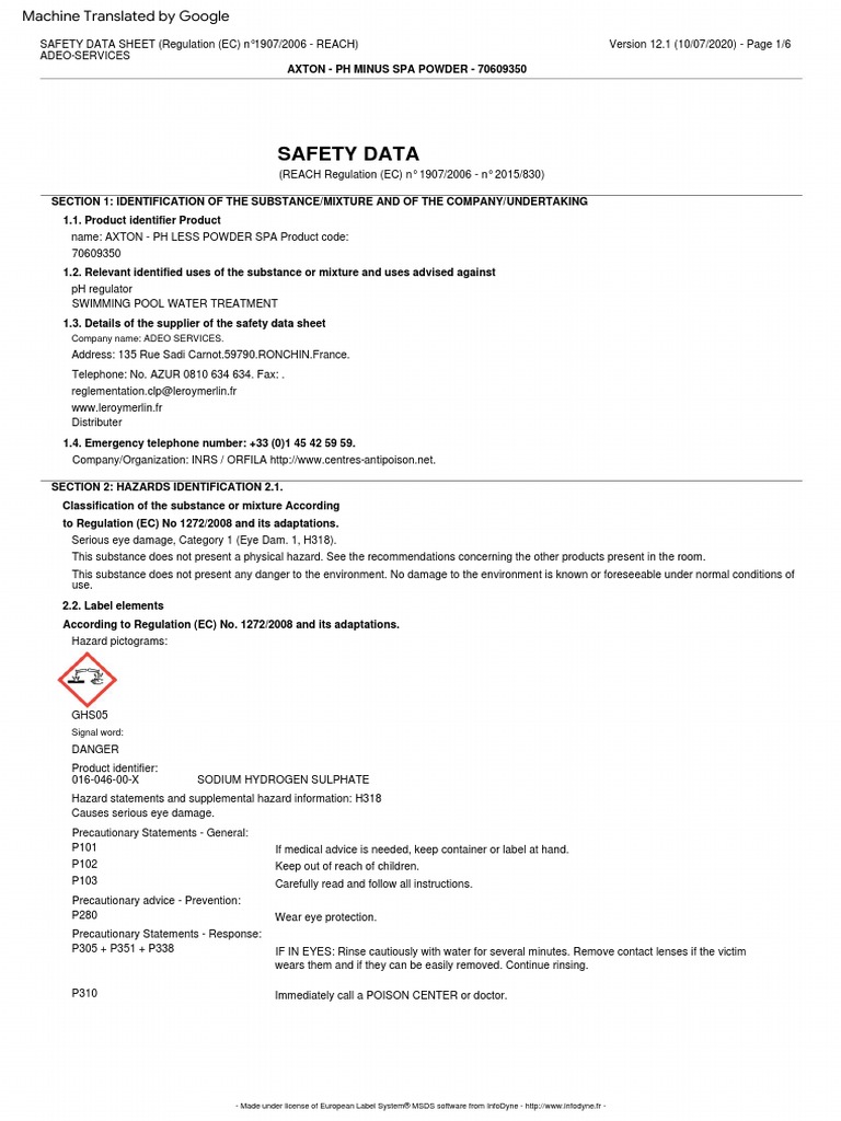 MSDS PH | Download Free PDF | Dangerous Goods | Personal Protective ...