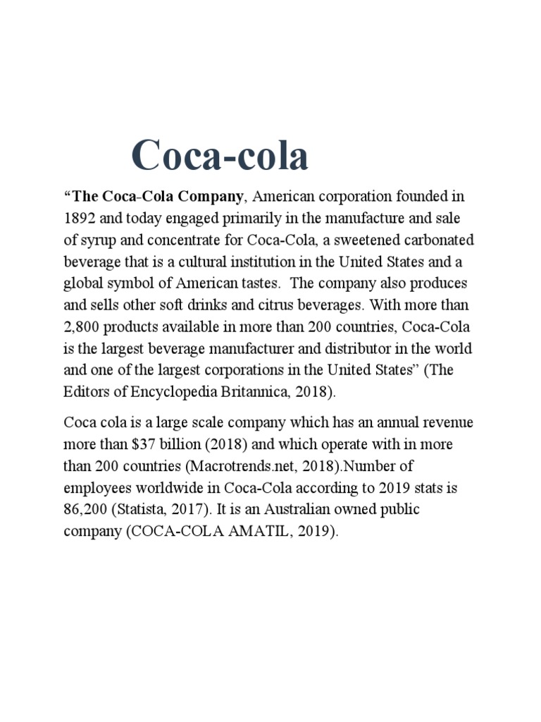 Coca Cola | PDF | The Coca Cola Company | Business