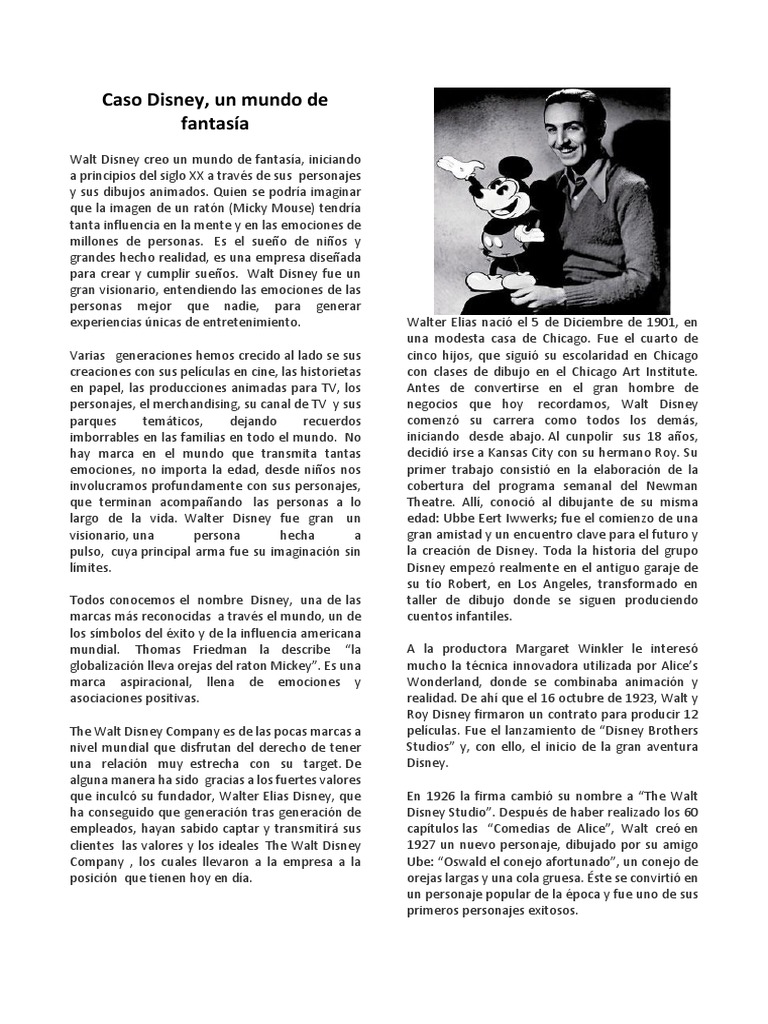 Historia de Walt Disney y su legado | PDF | Disneyland | La compañía ...