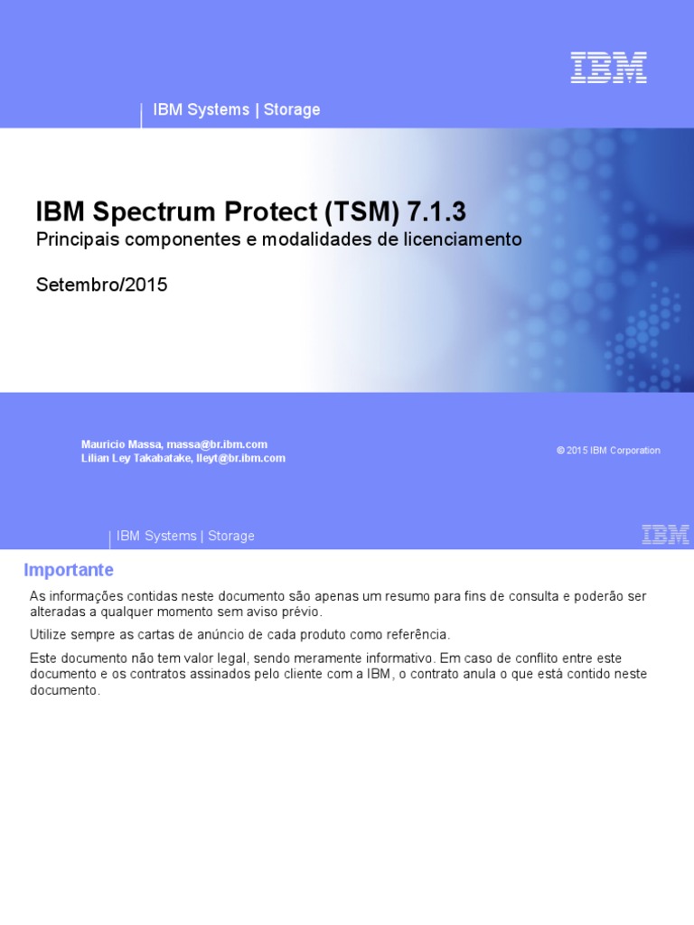 Ibm Systems Storage Ibm Spectrum Protect TSM 713 Principais Componentes ...