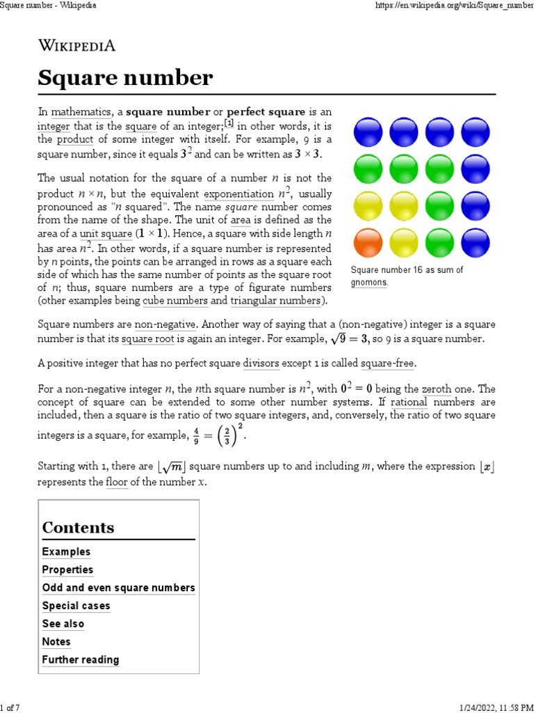 Square Number - Wikipedia | PDF | Mathematical Concepts | Mathematical ...