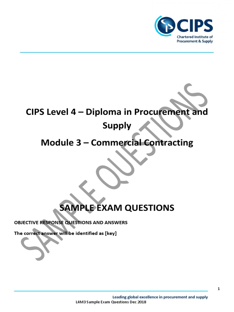 L4M3 Sample Exam Questions Overview | PDF | Procurement | Supply Chain