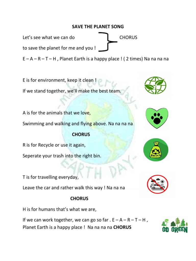 Save the Planet Song for Kids | PDF