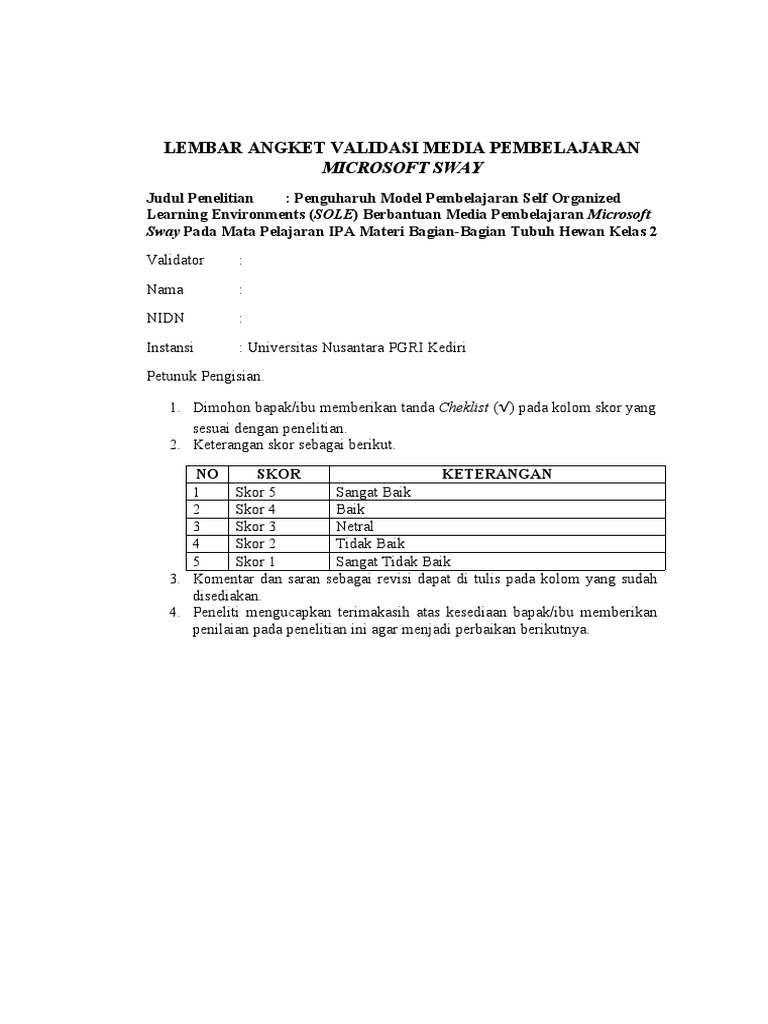 Lembar Validasi Media | PDF | Karier & Perkembangan