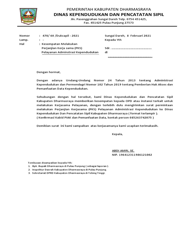 Surat PKS Pelayanan Ke Rsud Dan Nagari | PDF