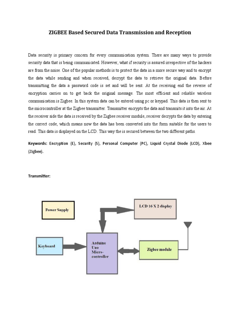 ZIGBEE Based Secured Data Transmission and Reception | PDF