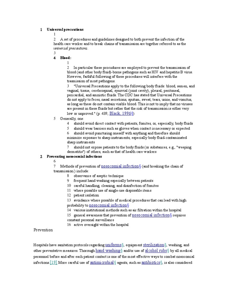 Universal Precautions | PDF | Hospital Acquired Infection | Hand Washing