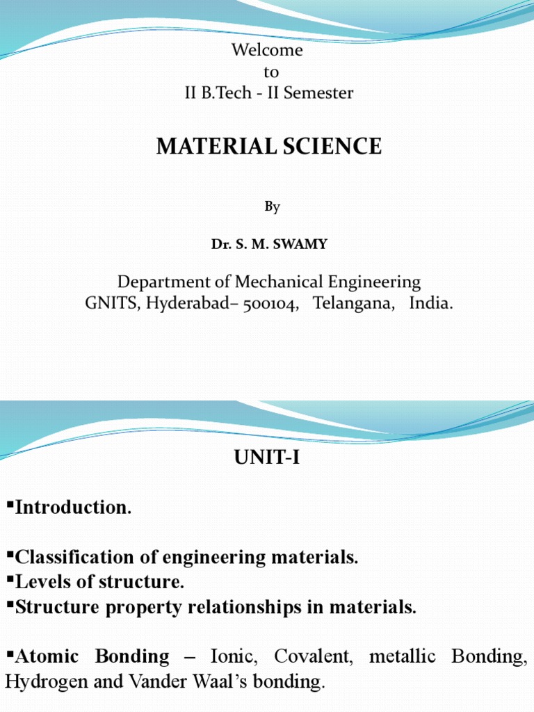 Introduction to Materials Science: Classification and Properties of ...