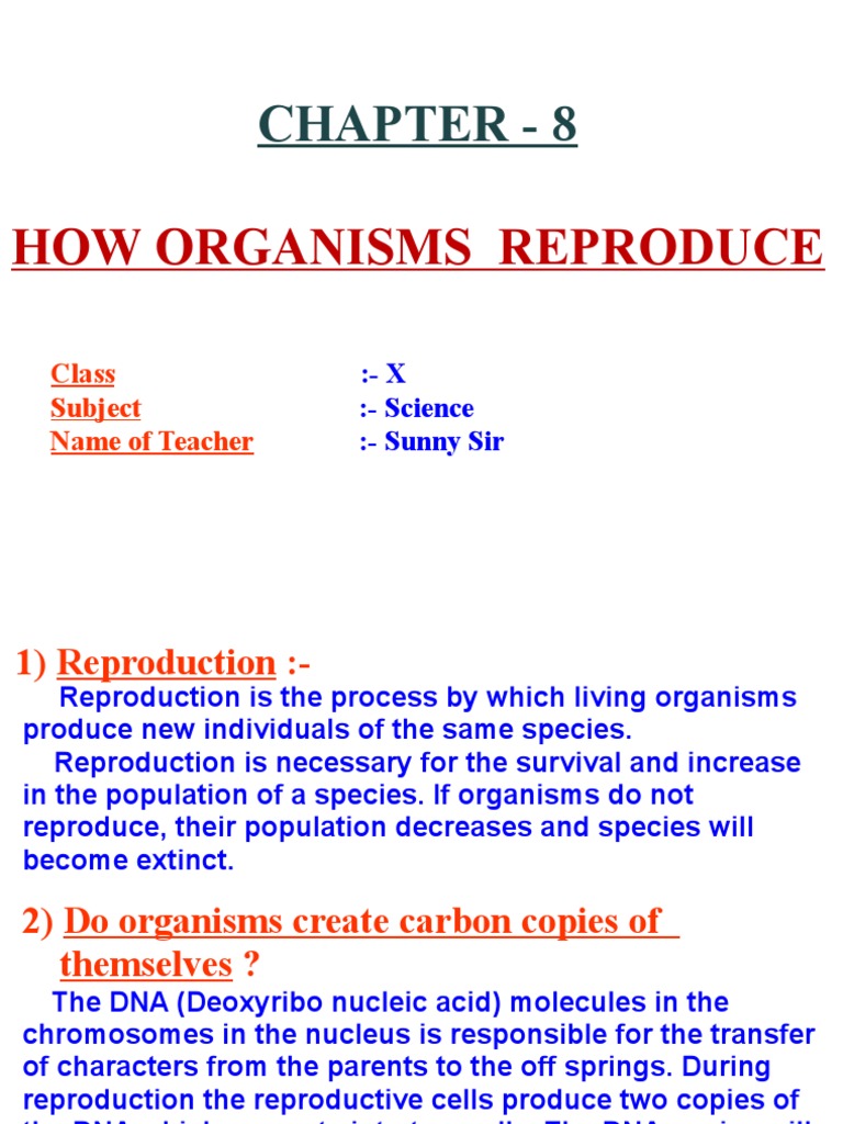 Class 10 Reproduction Overview | PDF | Reproductive System | Reproduction