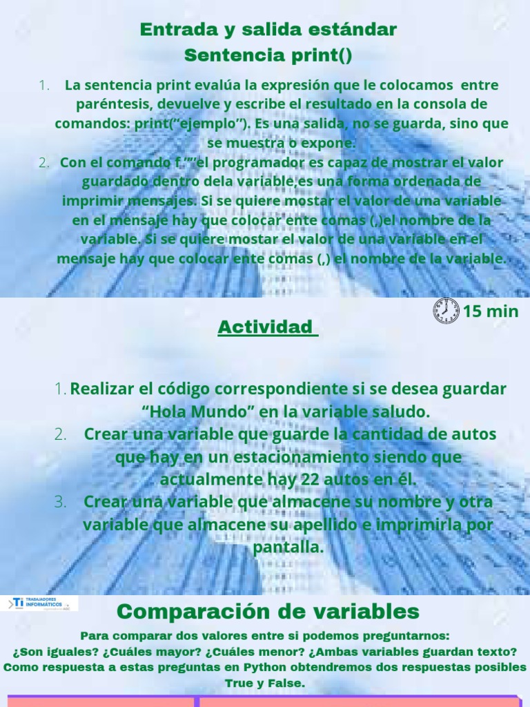 Clase 2. Introducción TIN (1) - Compressed | PDF | Flujo de control | Python (lenguaje de ...