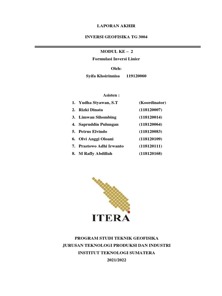 Analisis Inversi Linier Terhadap Data Geofisika Menggunakan Metode ...