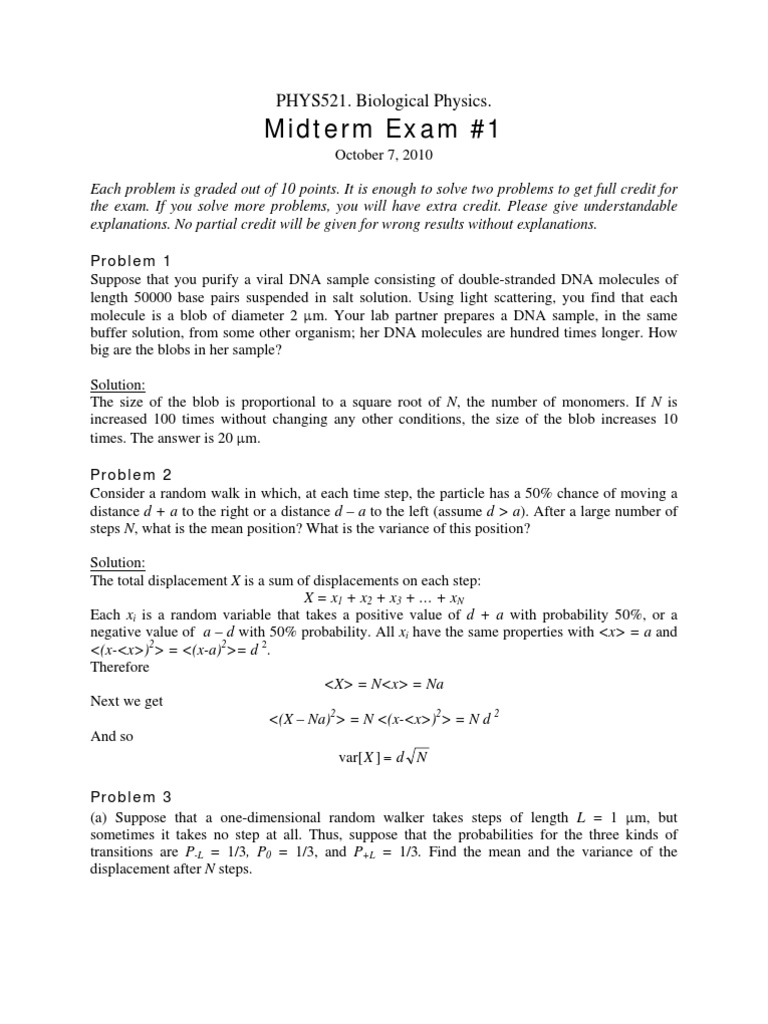 Midterm1 Solutions Membrane Applied And Interdisciplinary Physics 
