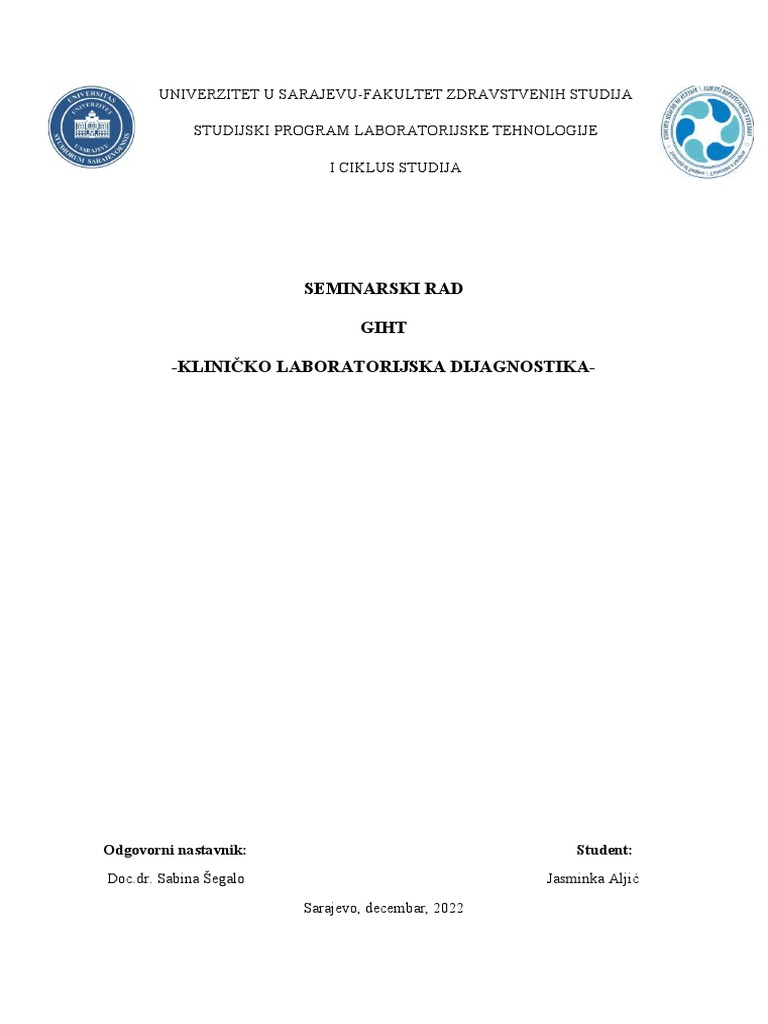 Univerzitet U Sarajevu, Jasminka Aljić, Seminarski Rad - KLD | PDF