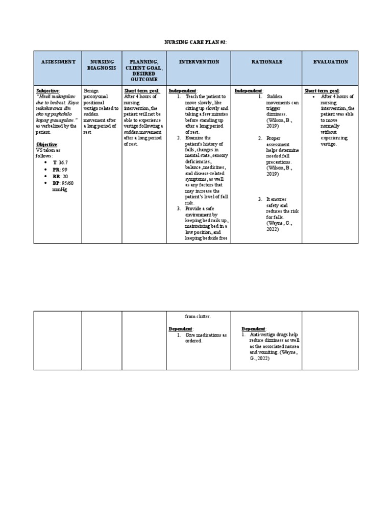 NCP 2 Vertigo | PDF | Vertigo | Human Diseases And Disorders