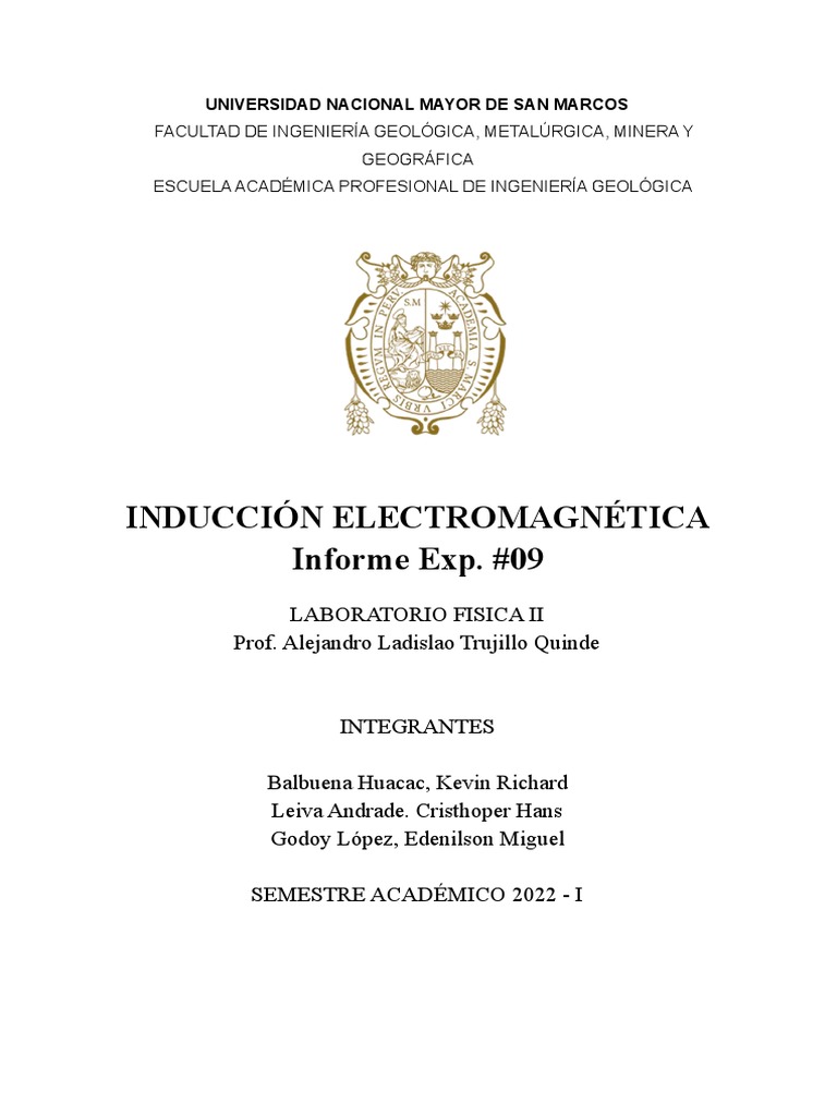 INFORME 09 - Inducción Magnética | PDF | Inducción electromagnética | Corriente eléctrica