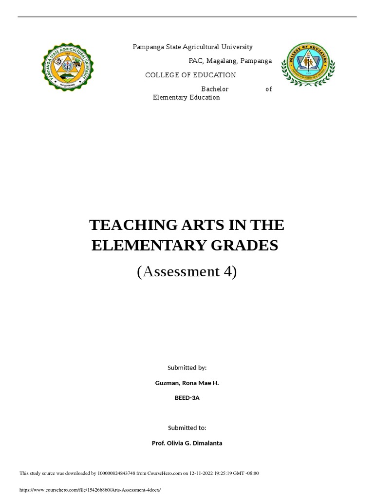 Arts Assessment 4 | PDF | Teachers | Teaching Method