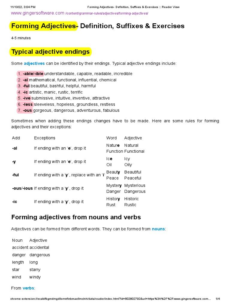 ENG Pridavna Jmena Tvorba Koncovkyy | PDF | Adjective | Noun