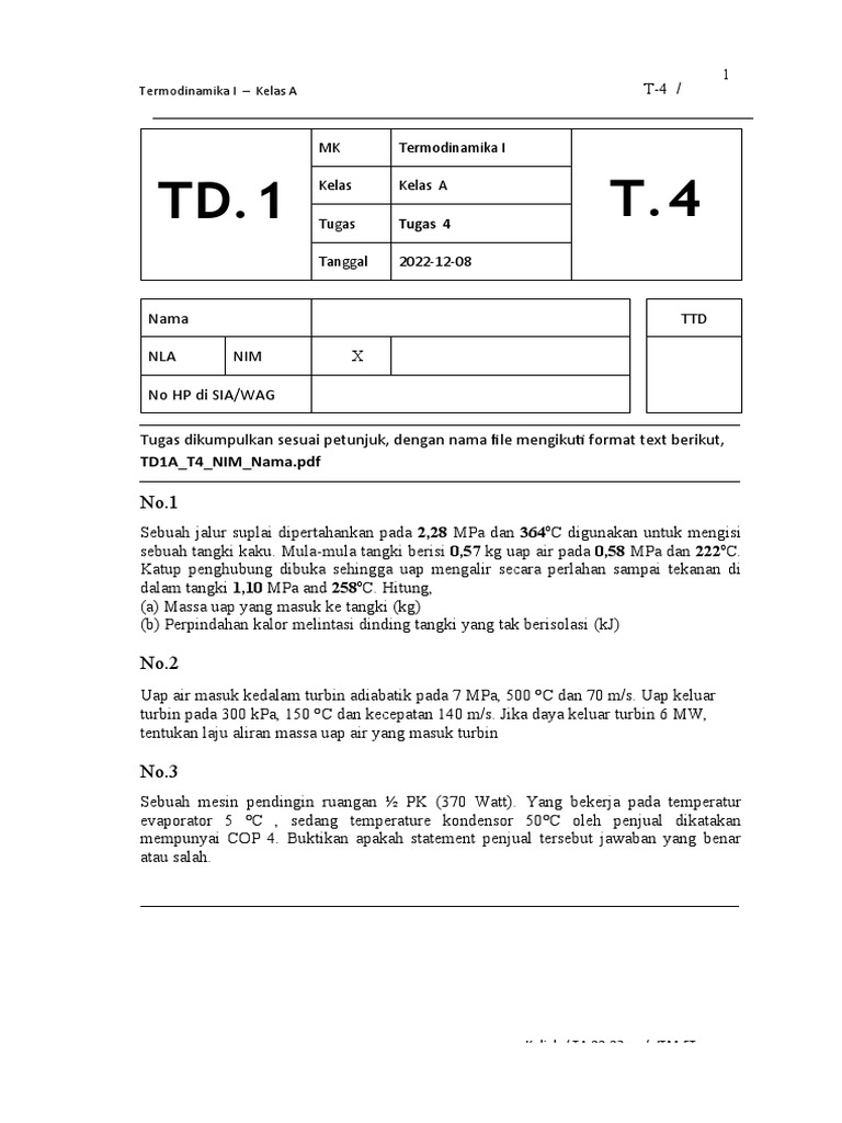 TD-1 TA 22-23 - A Kelas - A Tugas 4 File - 2 Soal N LJK | PDF
