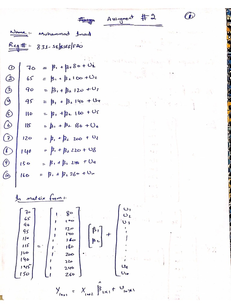 Econometric 1 Assignment #2 | PDF