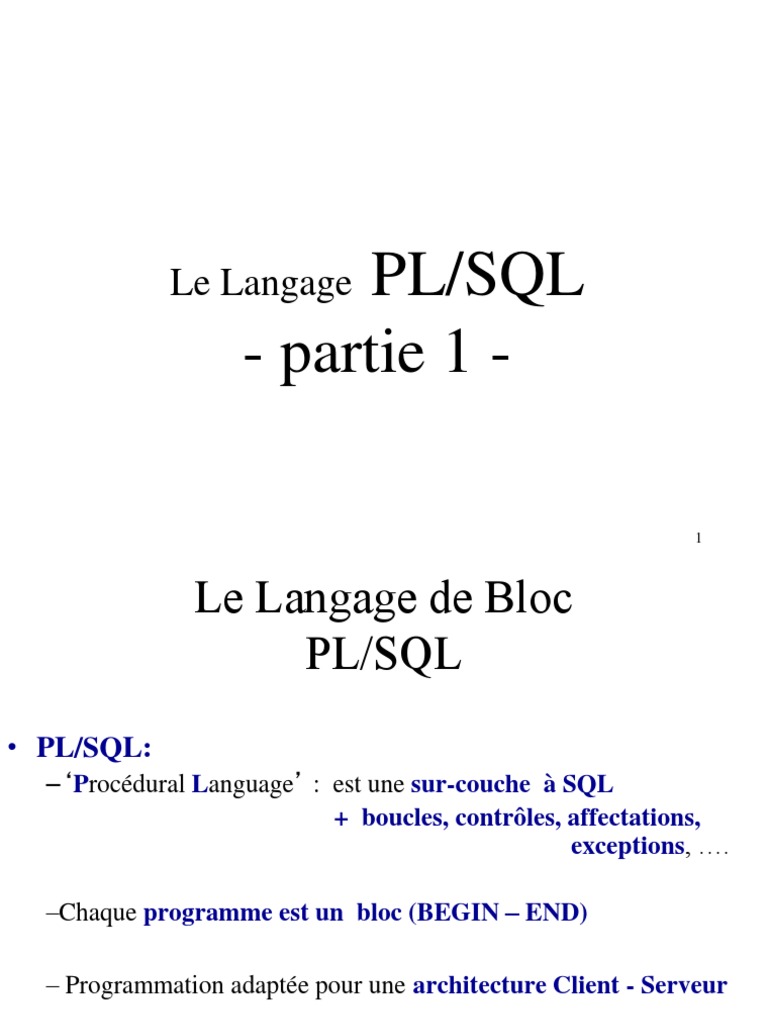 Cours PL SQL 1 | PDF | PL/SQL | SQL