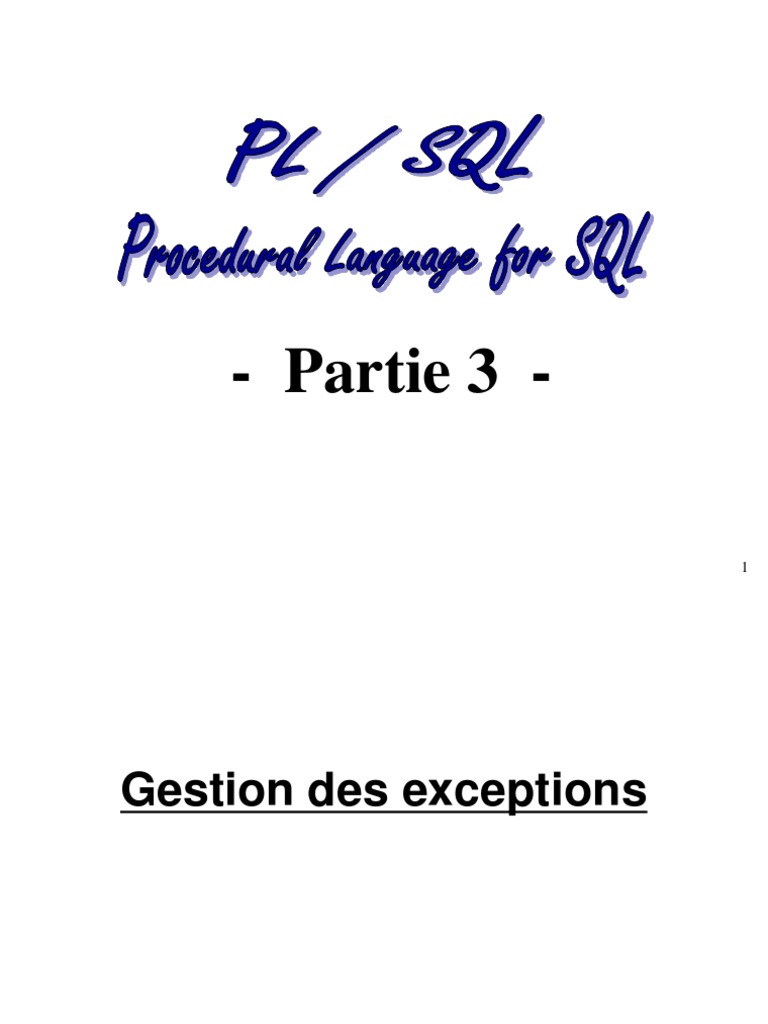 Gestion des exceptions en PL/SQL | PDF | PL/SQL | SQL