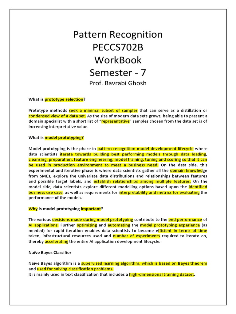 Notes On Module 3 - Pattern Recognition | PDF | Statistical ...