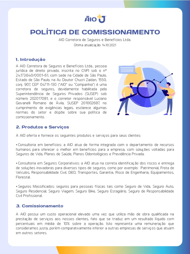AIO Corretora Politica de Comissionamento | PDF | Seguro | Setor terciário da economia